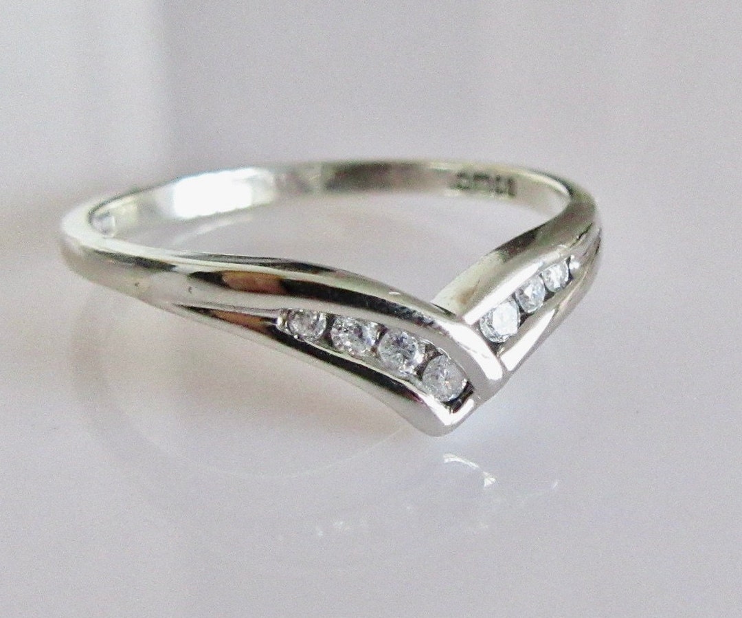 9ct White Gold Diamond Wishbone Ring - Etsy