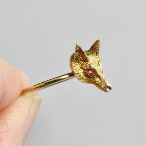 Vintage 15ct Gold Fox With Ruby Eyes Ring - Etsy