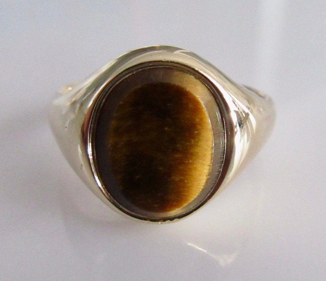Vintage 9ct Gold Tigers Eye Signet Ring - Etsy