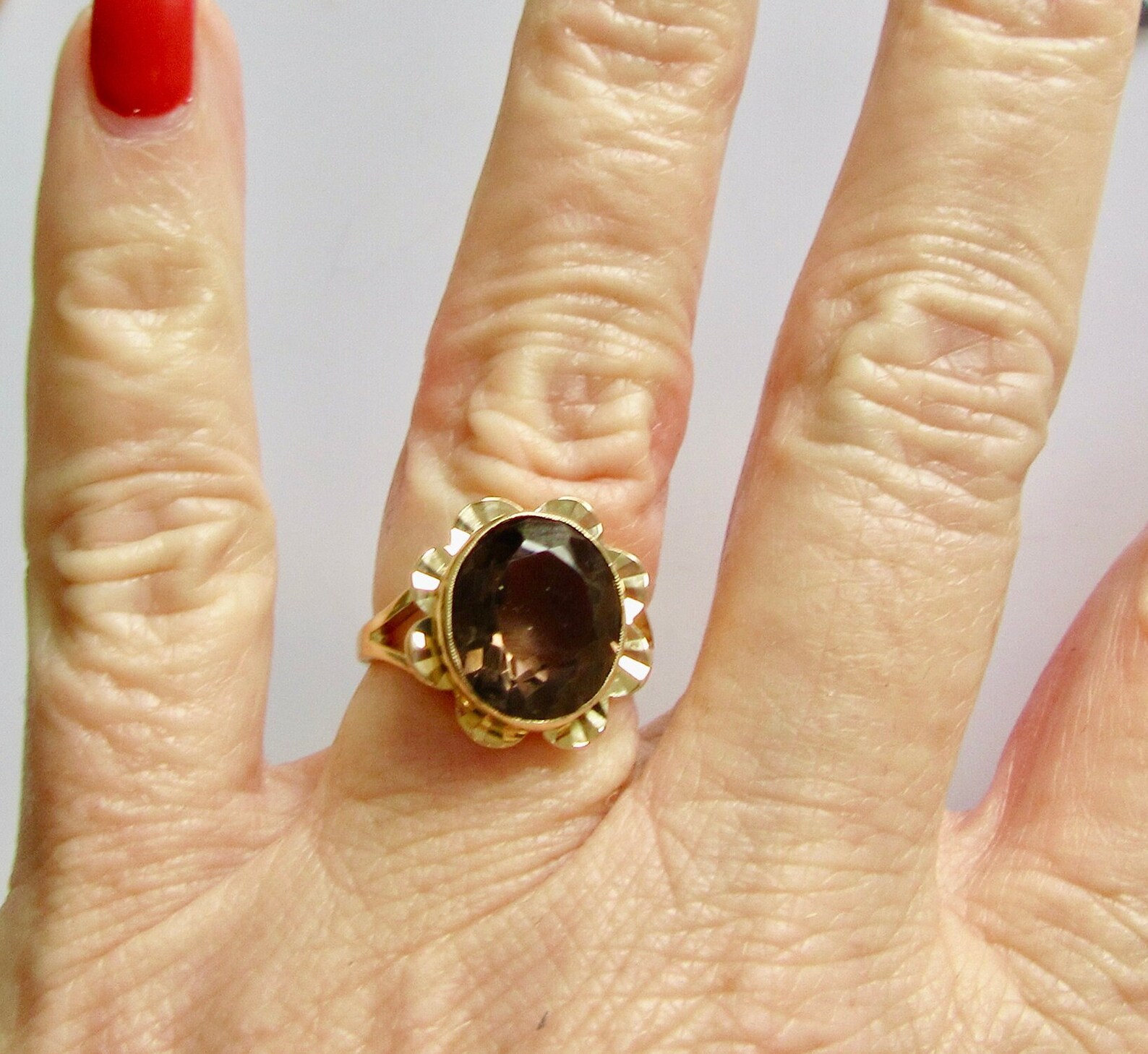 9ct Gold Smokey Quartz Ring | Etsy