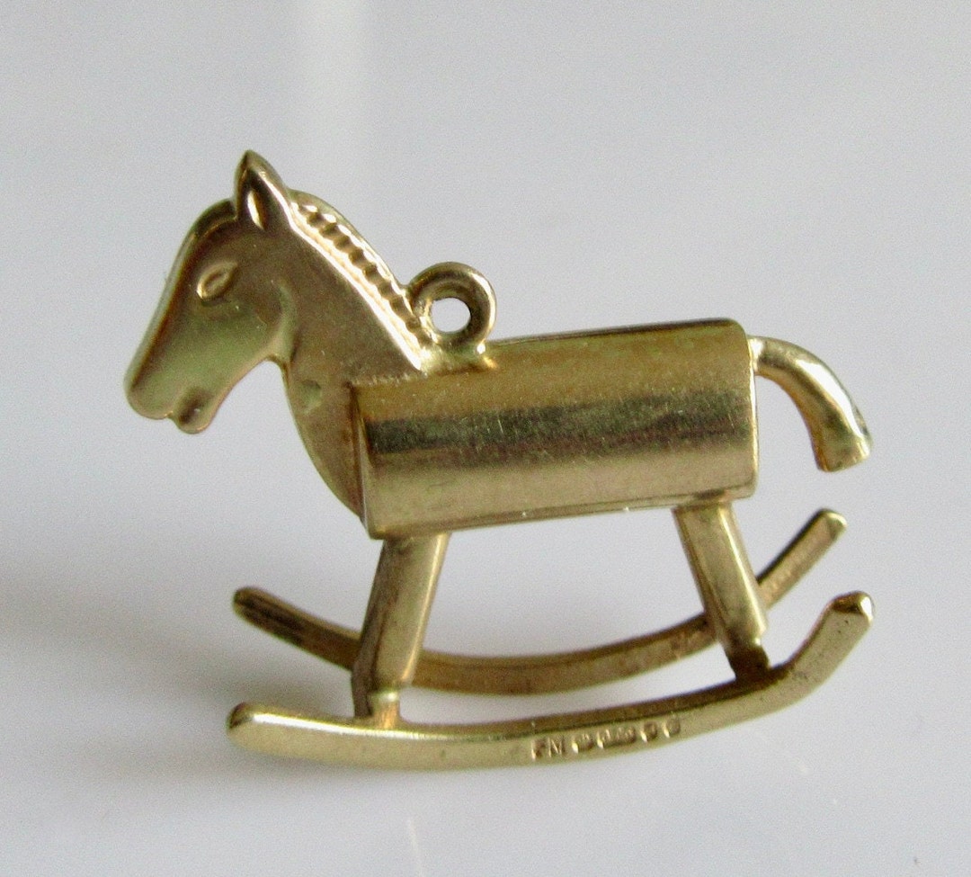 Large Vintage 9ct Gold Vintage Hollow Rocking Horse Charm - Etsy