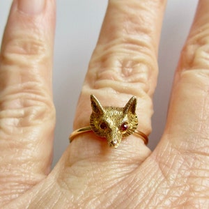 Vintage 15ct Gold Fox With Ruby Eyes Ring - Etsy