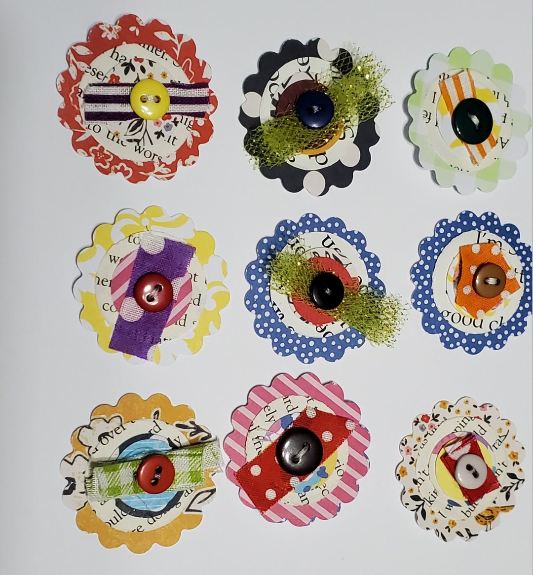 10 X Handmade Paper Flower Embellishments for Scrapbooking Ephemera ...