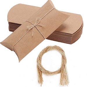 Kraft Pillow Boxes, 4.75 X 2.75 X 1 In, 24 Pack With Jute Twines, Kraft ...