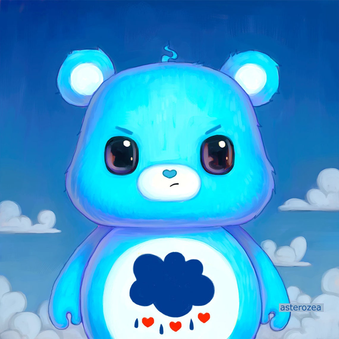 Care Bears Grumpy Bear Art Cute Animal Painting 80s Kid - Etsy