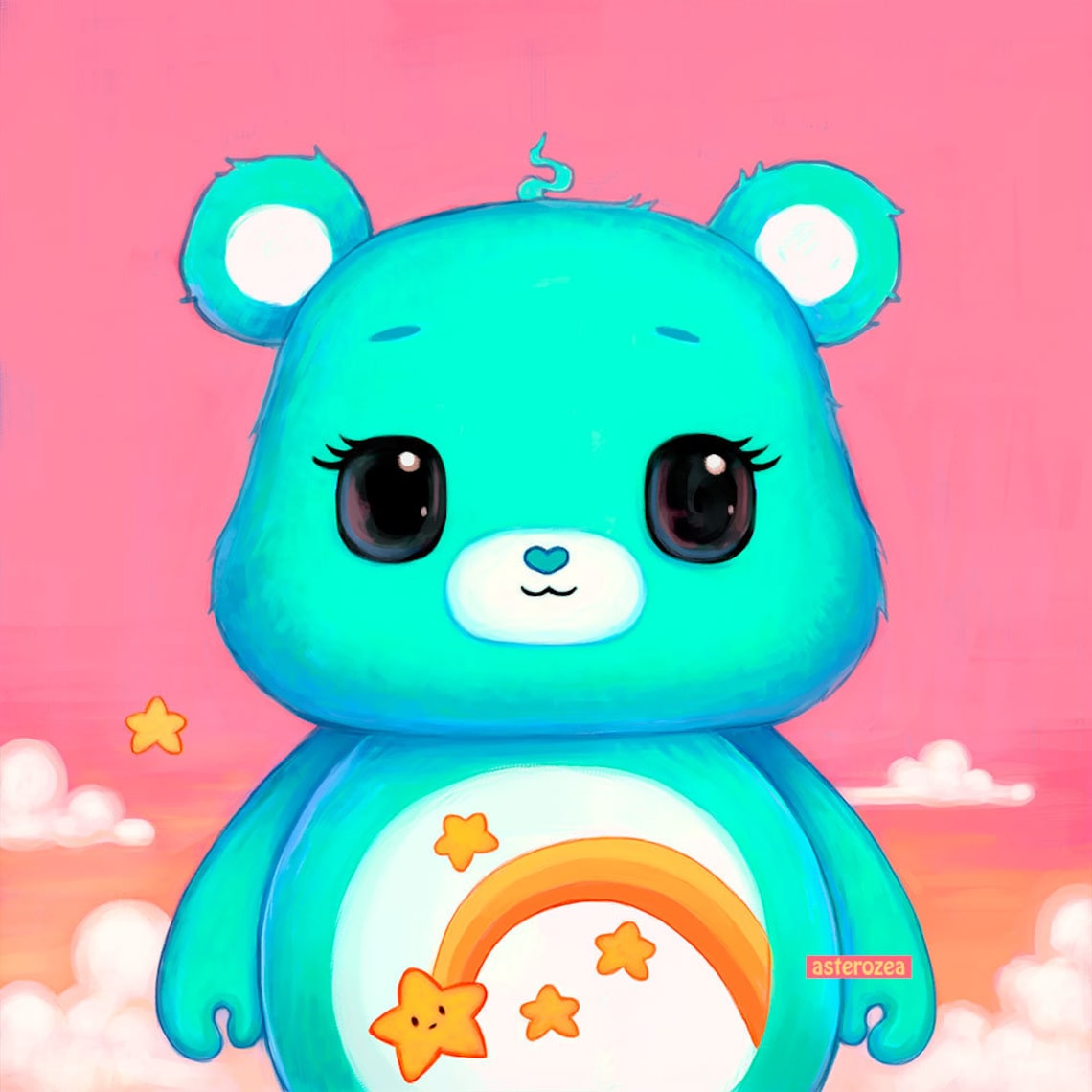 Care Bears Wish Bear art cute animal painting 80s kid art | Etsy