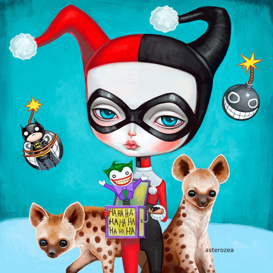 Harley Quinn Art Print - Pop Surrealism, Big Eyes Girl, Geek Art ...