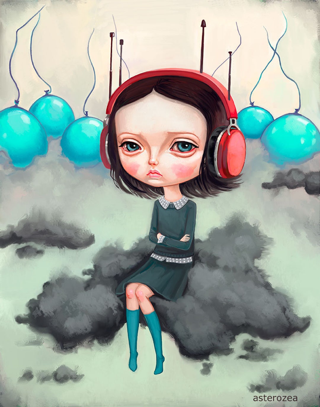 Pop Surrealism Girl Wall Art Print Big Eyes Girl, Lowbrow Art, Creepy ...
