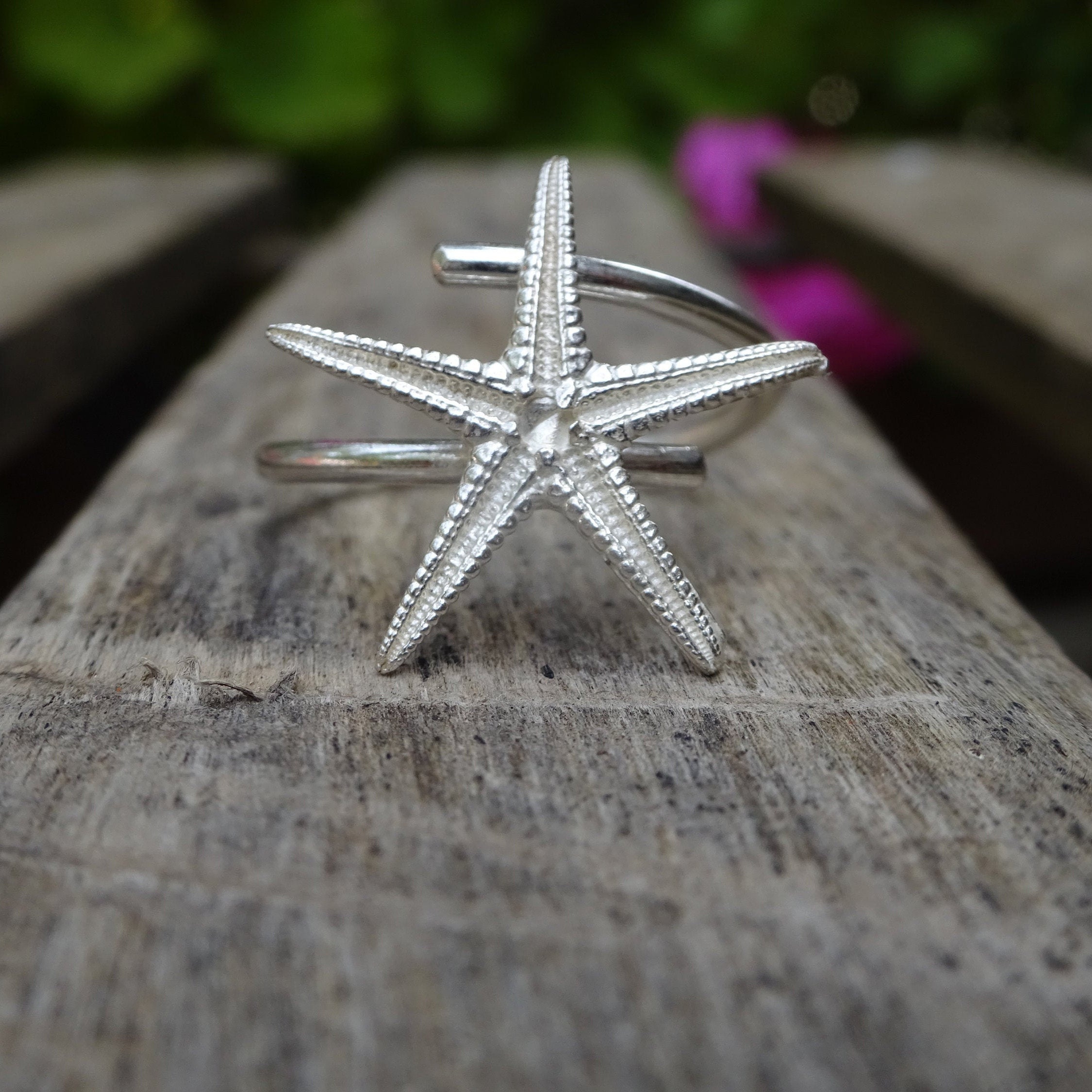 Sterling silver large starfish ring | Etsy