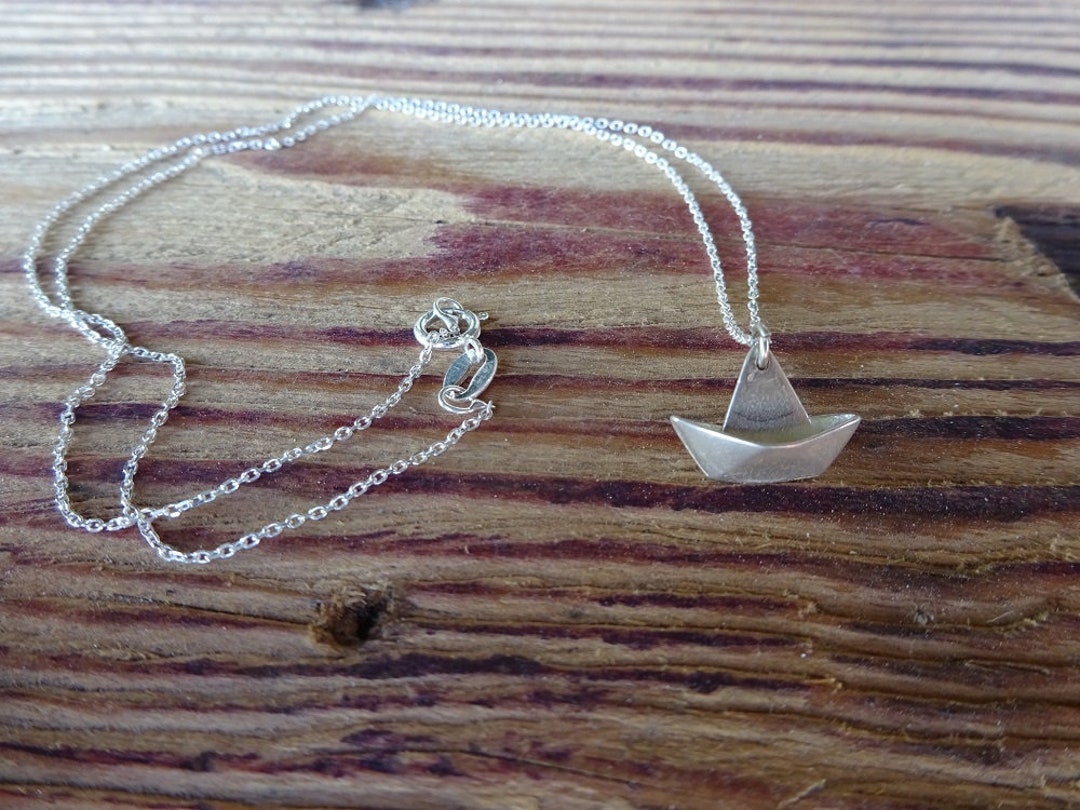Sterling Silver Paper Boat Pendant - Etsy