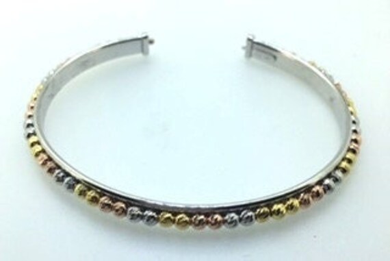 Italian Designer Silver Single Row Tri Color 2.5mm Ball Open - Etsy