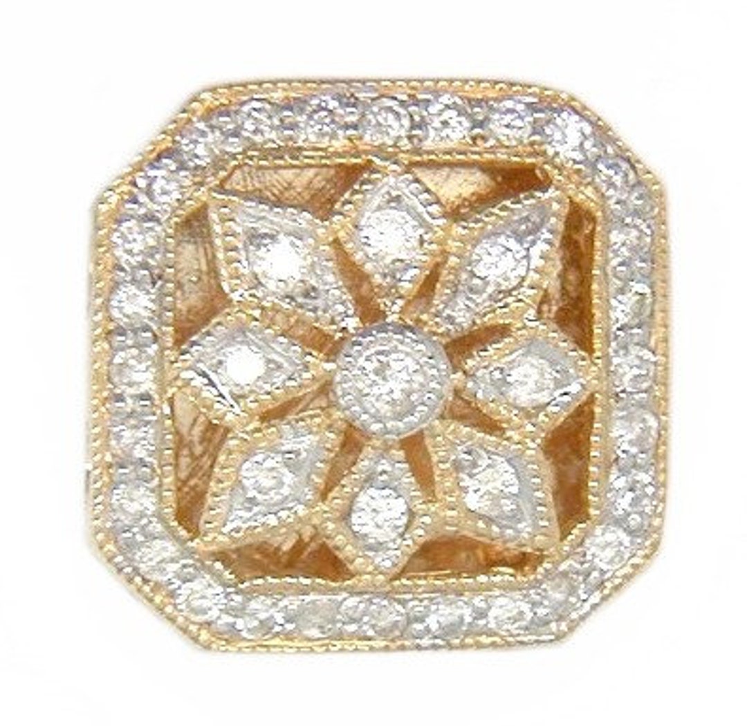 R.klein 14k Yellow Gold Diamond Slide With 41 Round Natural Diamonds ...