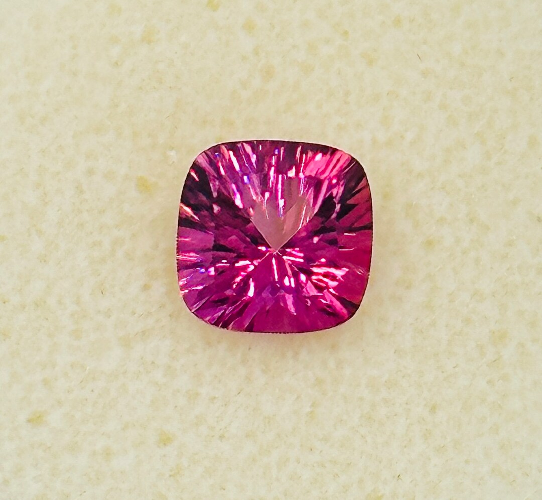 Beautiful Concave Cut 10x10 Mm Cushion Hot Pink Coated Topaz Loose ...