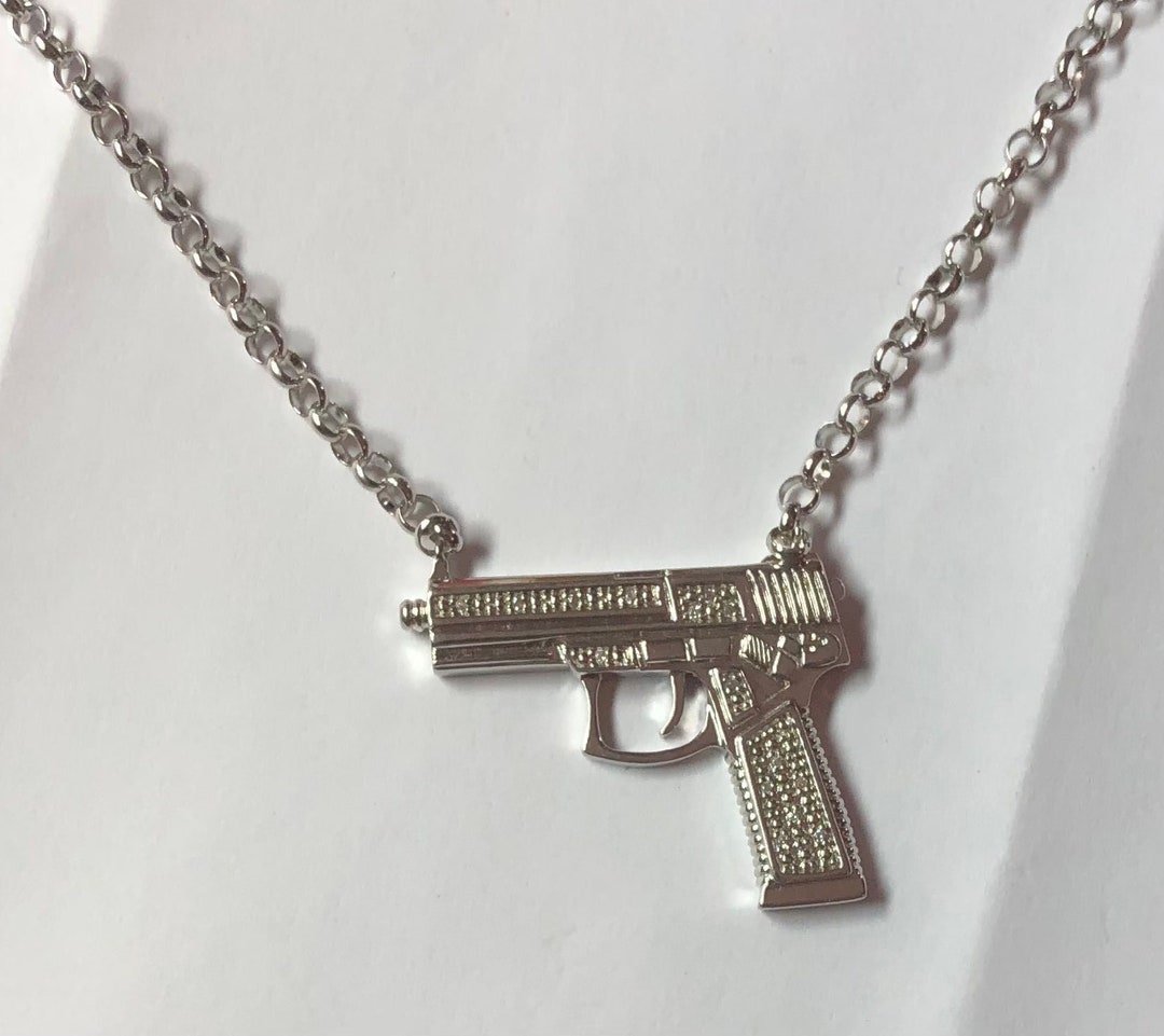 Exclusive Designer Tactical Replica Gun Necklace Heavy 18-20 3mm Rollo ...
