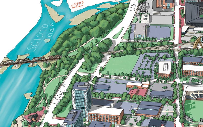Arena District | Columbus Ohio Illustration | Art Wall Decor Print ...