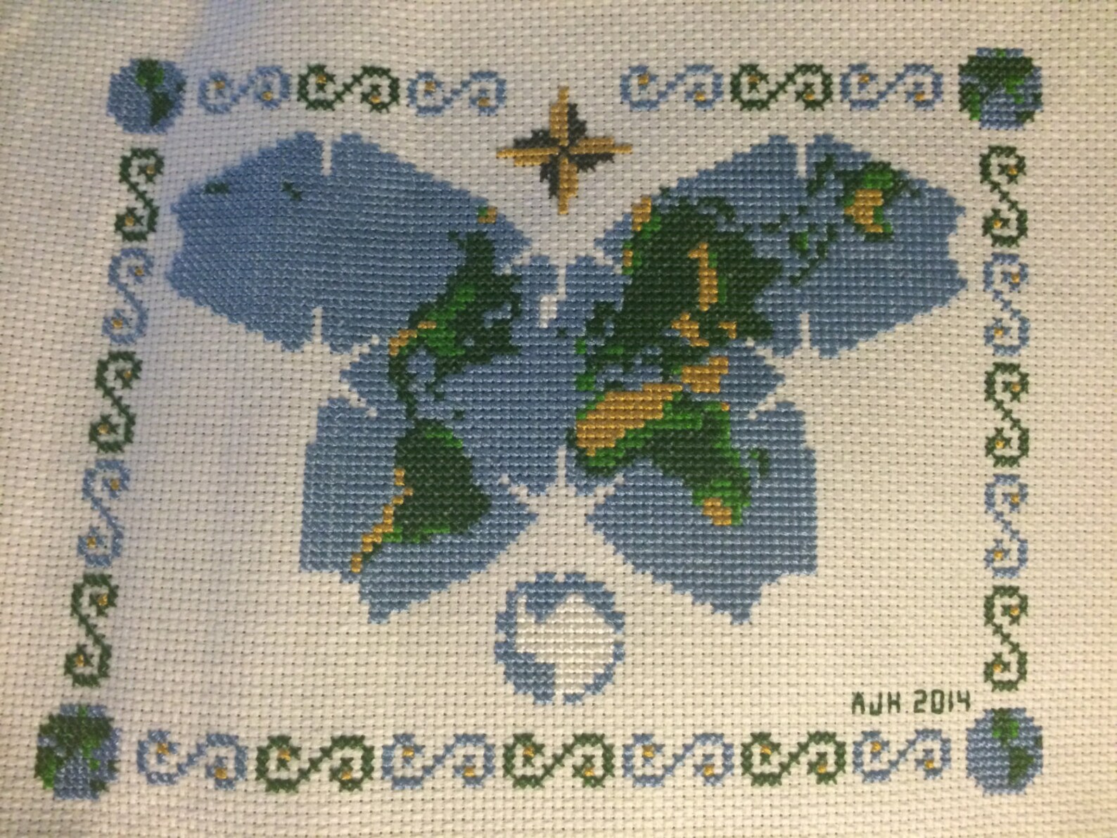 Waterman Butterfly Projection World Map Cross Stitch Pattern - for Map ...