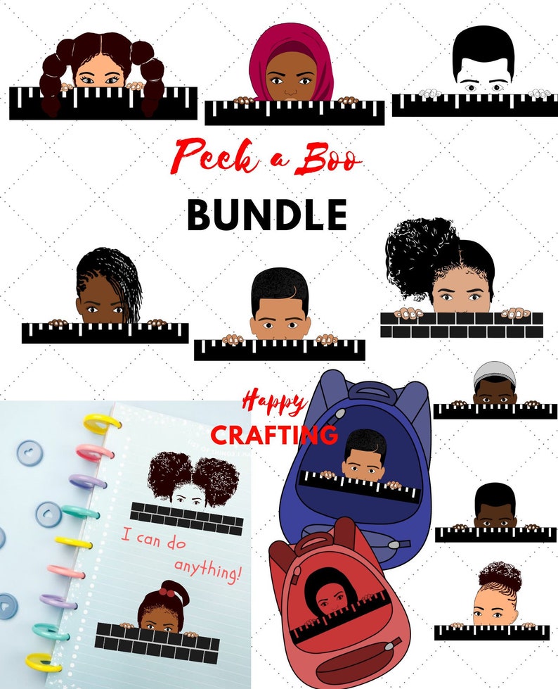 Bundle Peeking Svg, Peek a Boo, Girl Svg, Boy Svg, Afro, Silhouette ...