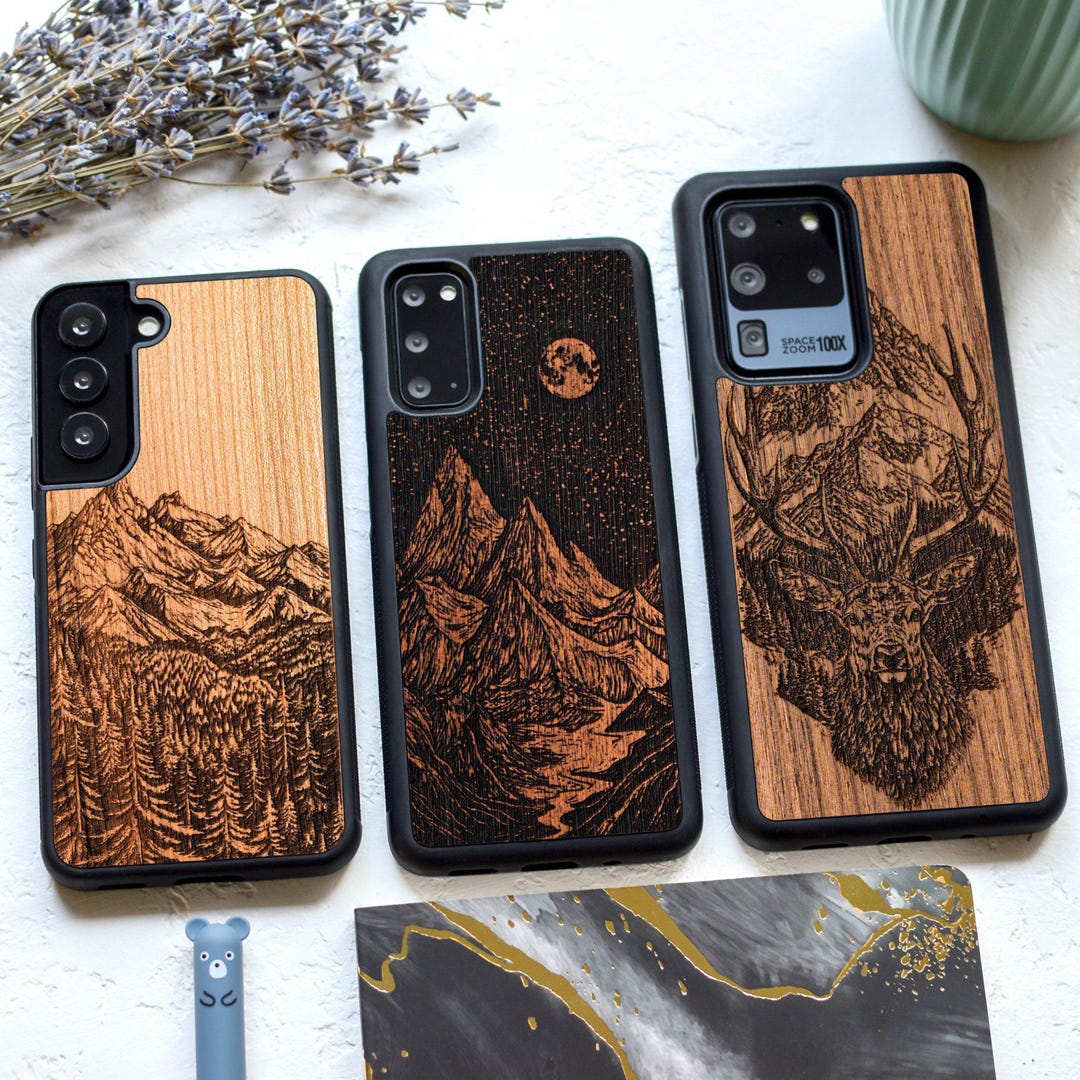 Mountains | Real Engraved Wood Case for Samsung S25, S24, S23, S22, S21 ...
