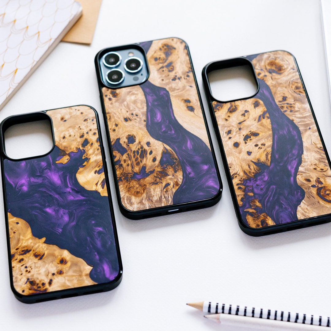 Magic Purple Resin Wood iPhone 14, 13, 12, 11, XS, X, 8, 7 Pro Max, Pro ...