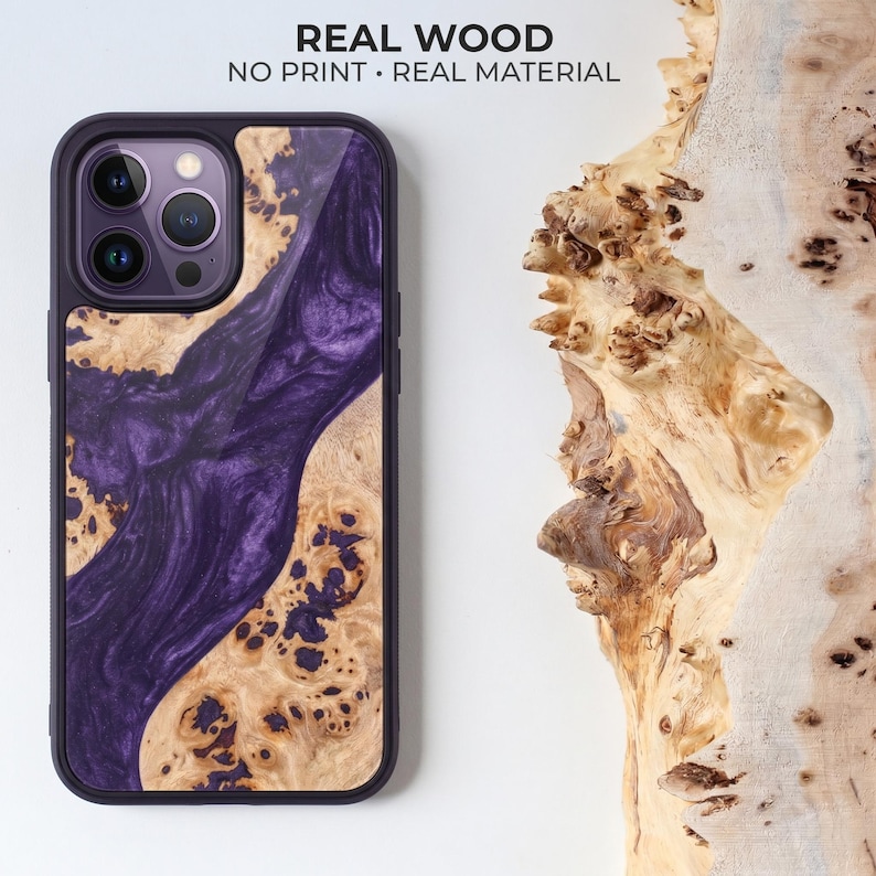 Handmade Real Wood Epoxy Phone Case for iPhone | Fits 17, 16, 15, 14 ...