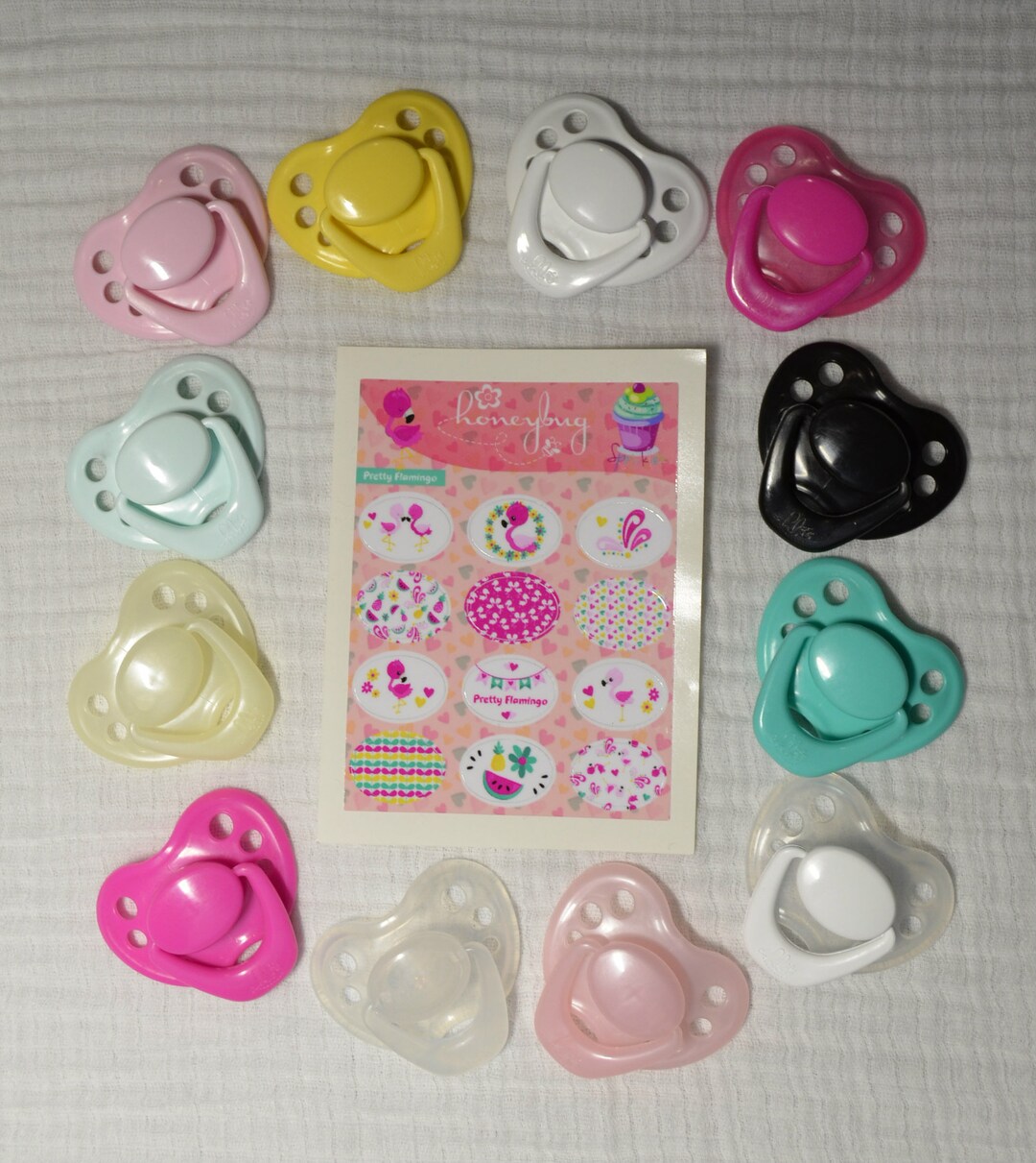 FLAMINGO - Honeybug KIT Makes (12) Magnetic Pacifiers for Reborn or ... FLAMINGO - Honeybug KIT Makes (12) Magnetic Pacifiers for Reborn or ...