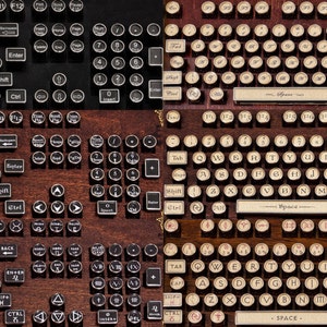 Typewriter Keys - Datamancer Vintage Antique Style Key Caps - Black and ...