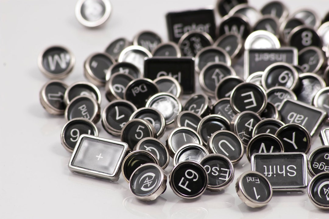 Typewriter Keys - Datamancer Vintage Antique Style Key Caps - Black and ...
