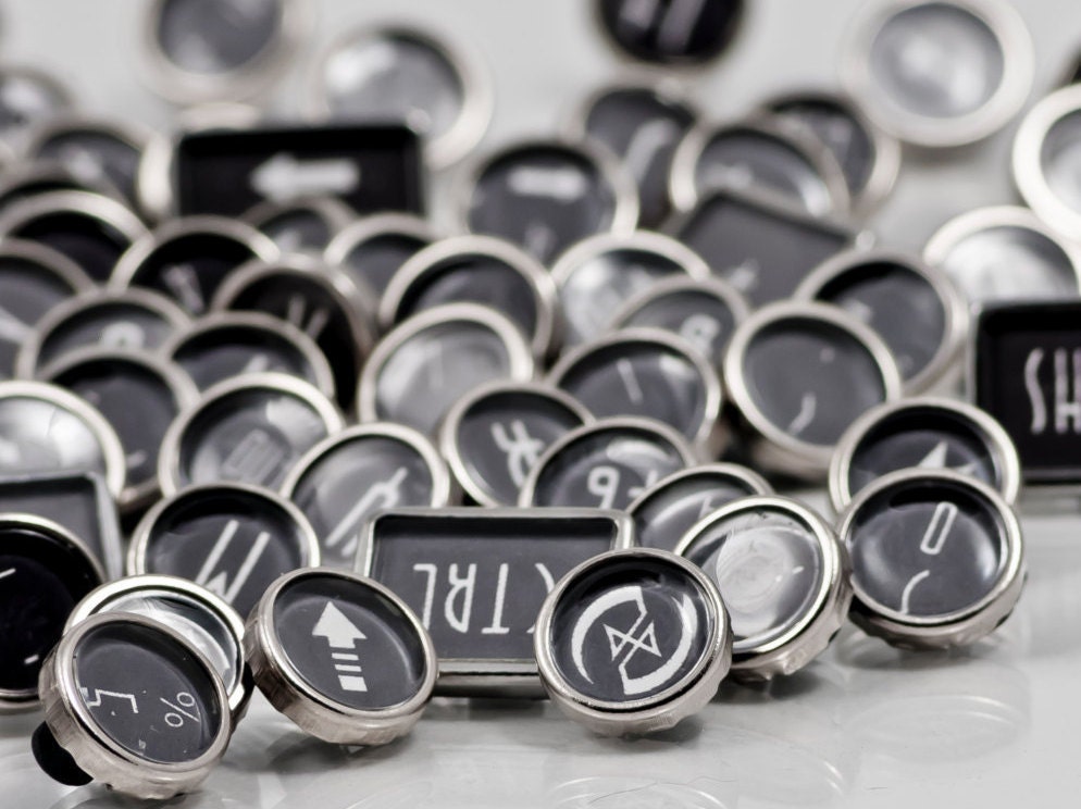 Typewriter Keys - Datamancer Vintage Antique Style Key Caps - Black and ...