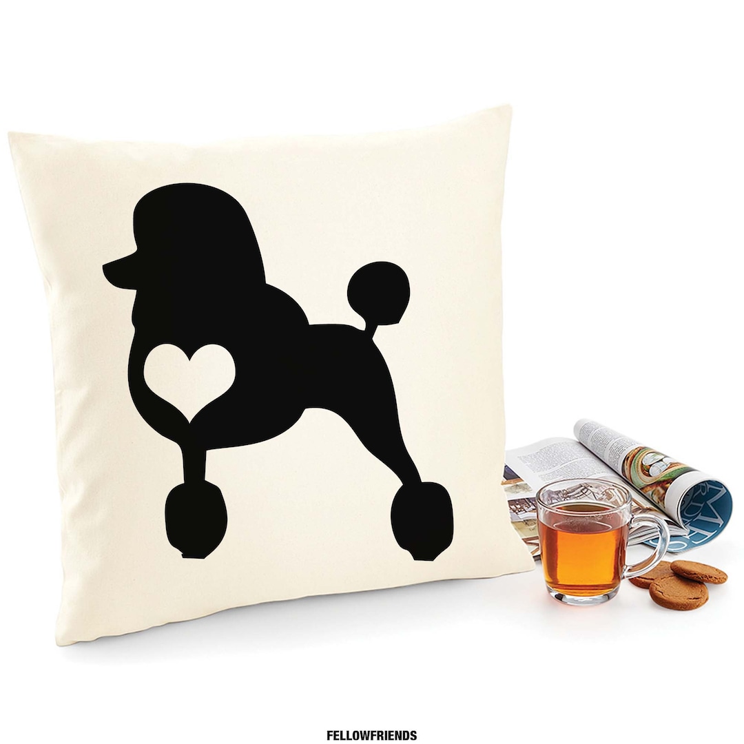 Poodle Cushion, Dog Pillow, Poodle Pillow, Cover Cotton Canvas Print ...
