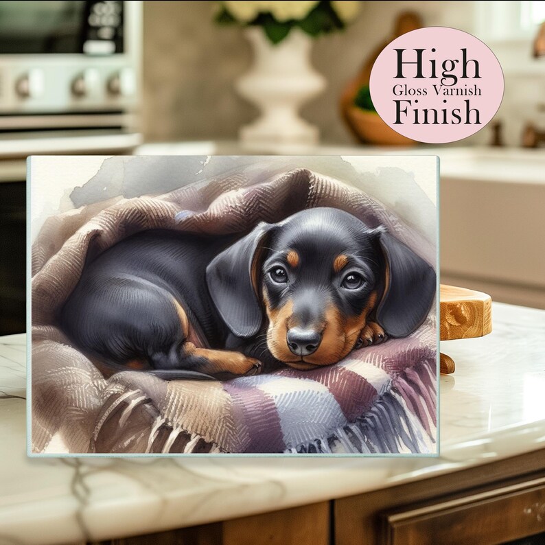 Puppy Love Glass Cutting Board With UV Print and Varnish Layer, Boxer ...