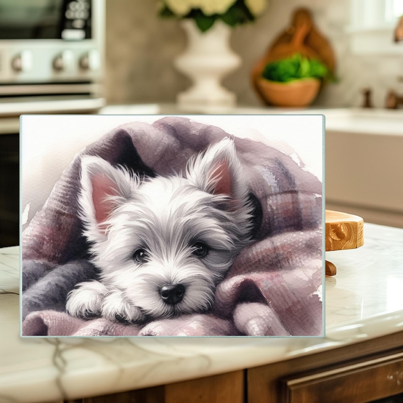 Puppy Love Glass Cutting Board With UV Print and Varnish Layer, Boxer ...