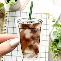 Iced Coffee Vinyl Sticker - Pink Bow - Etsy