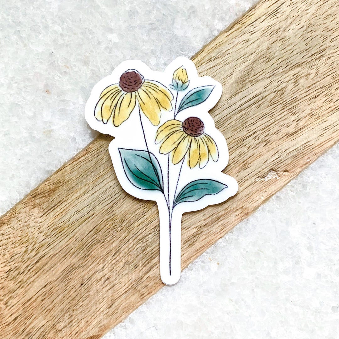 Watercolor Black Eyed Susan Sticker, 3x2in. - Etsy