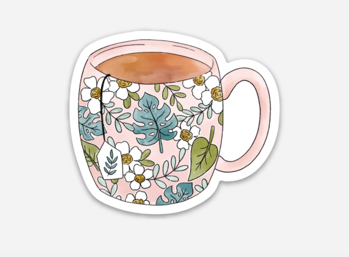 Pink Tea Mug Sticker 2.5x2.25in. - Etsy