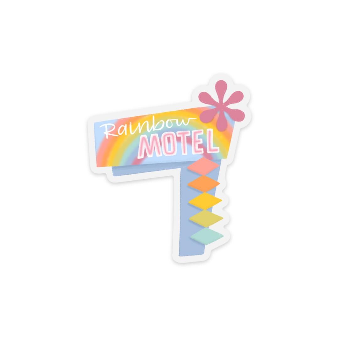 Clear Rainbow Motel Sign Sticker, 2.6x3in. - Etsy