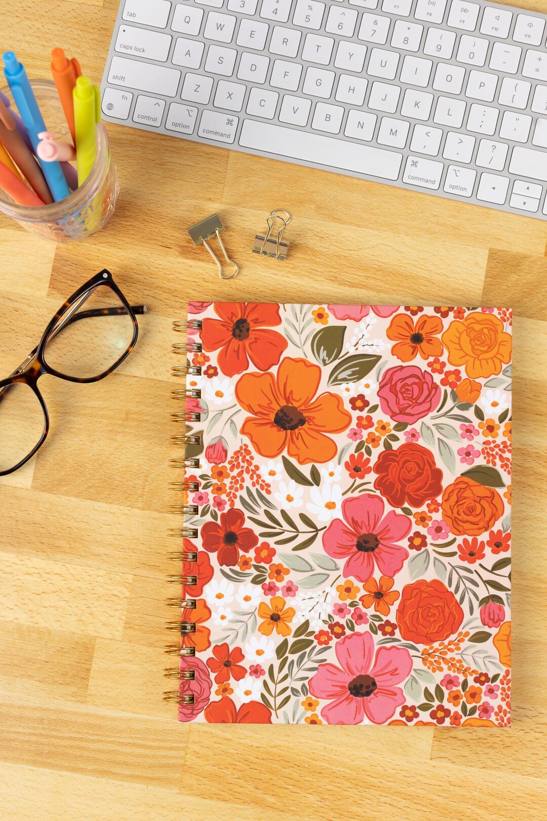 Rosewood Blooms 7x9 Hardcover Spiral Notebook - Etsy