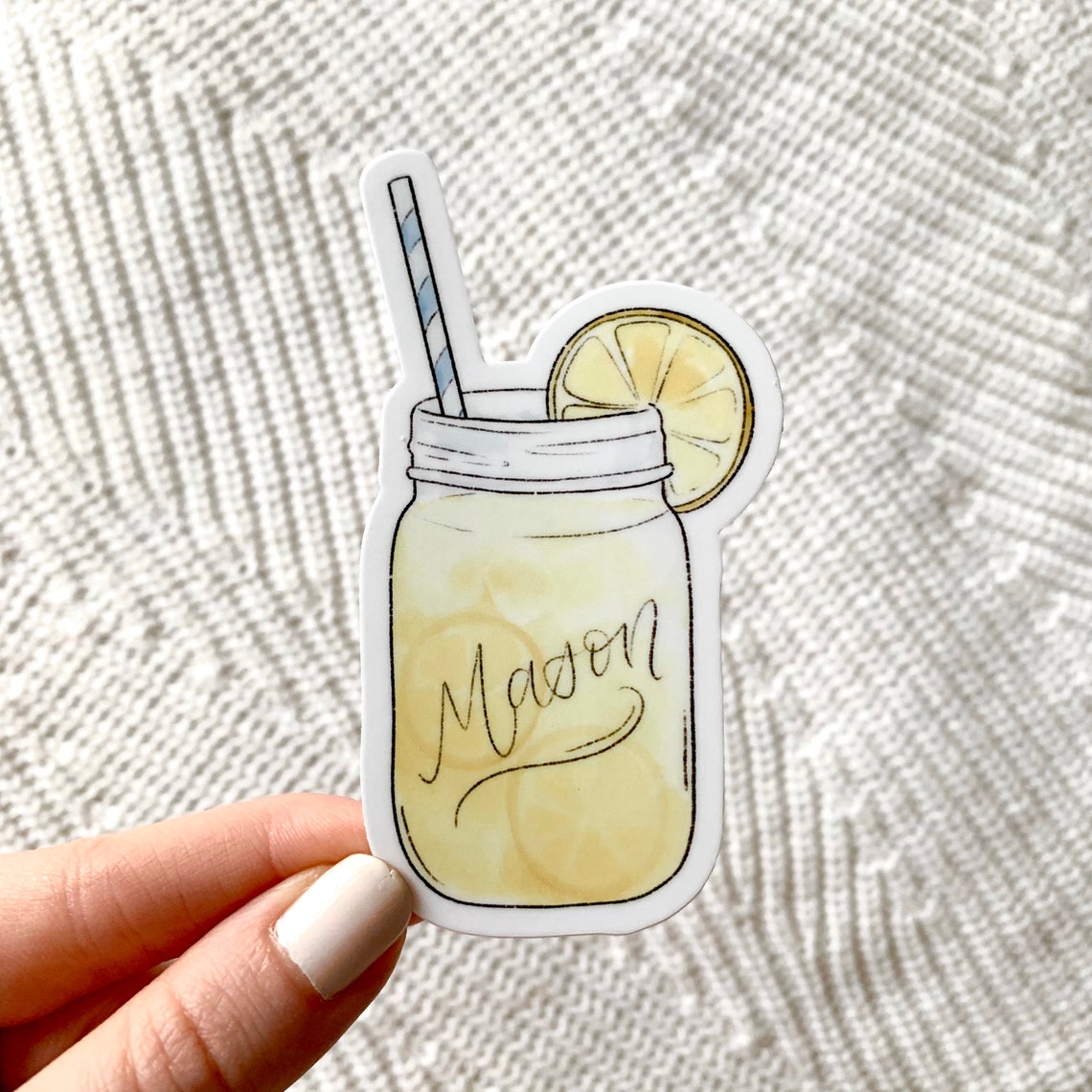 Lemonade in a Mason Jar Sticker 3.5x2 In. | Etsy