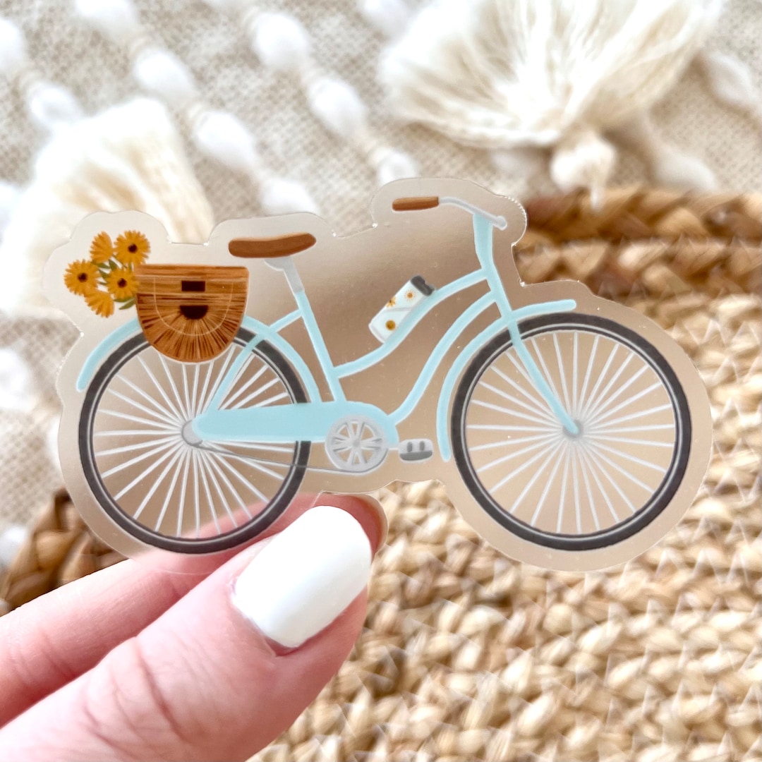 Clear Blue Bicycle Sticker, 3x1.8 In. - Etsy