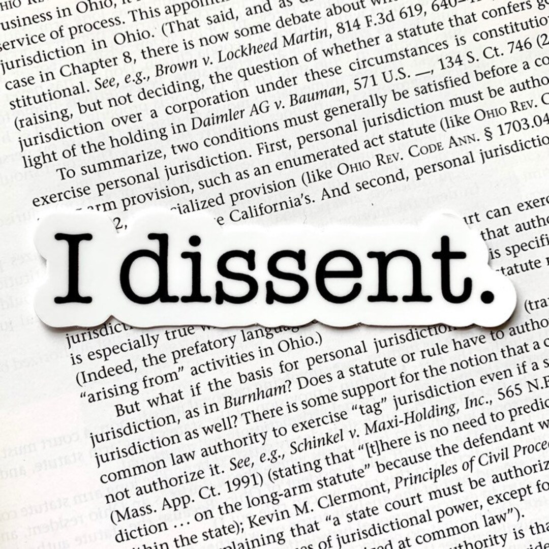 I Dissent RBG Sticker, 4x1in. - Etsy