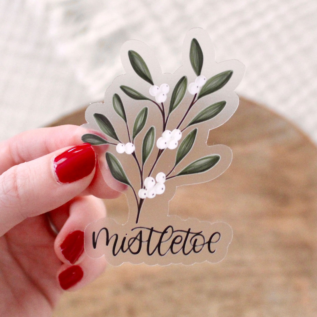 Clear Mistletoe Sticker 3x2.25in. - Etsy
