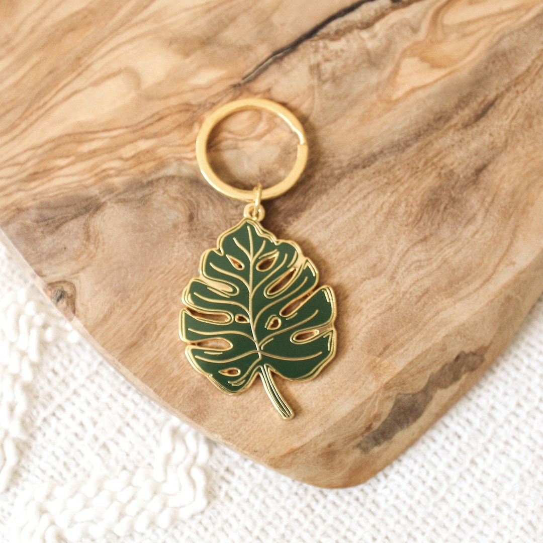 Monstera Leaf Metal Keychain 2x2 In. - Etsy