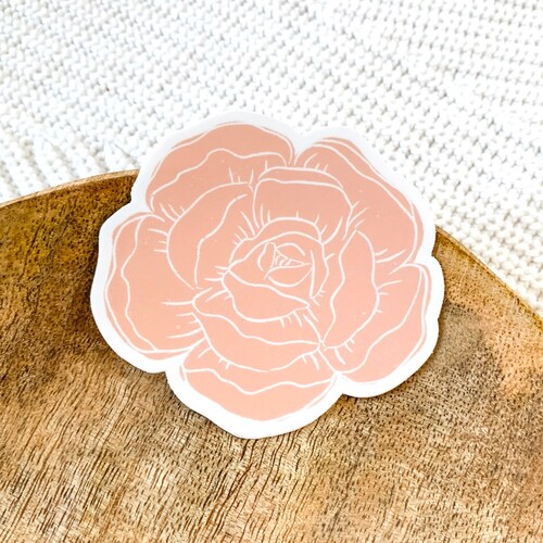 Pink Peony Floral Vinyl Sticker. Watercolor Design Sticker. - Etsy