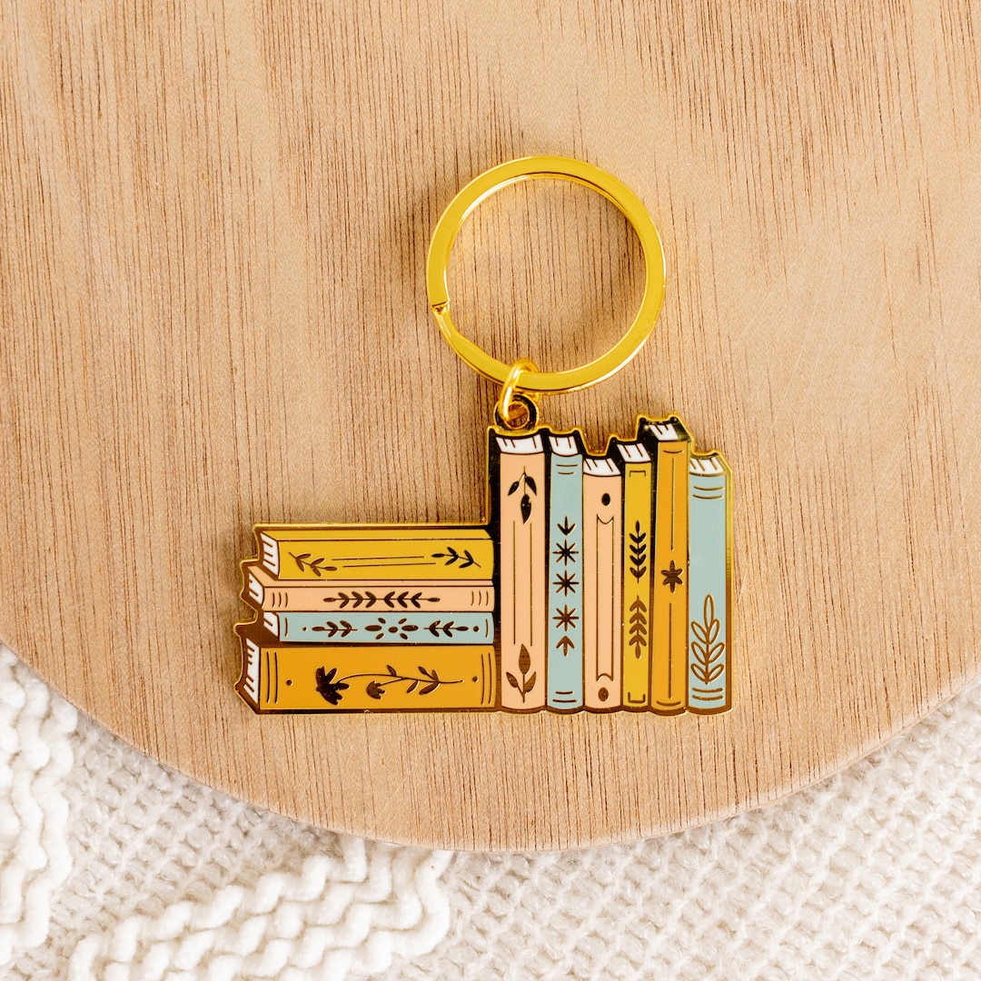 Stack of Books Metal Keychain 2.5x1.5 In. - Etsy