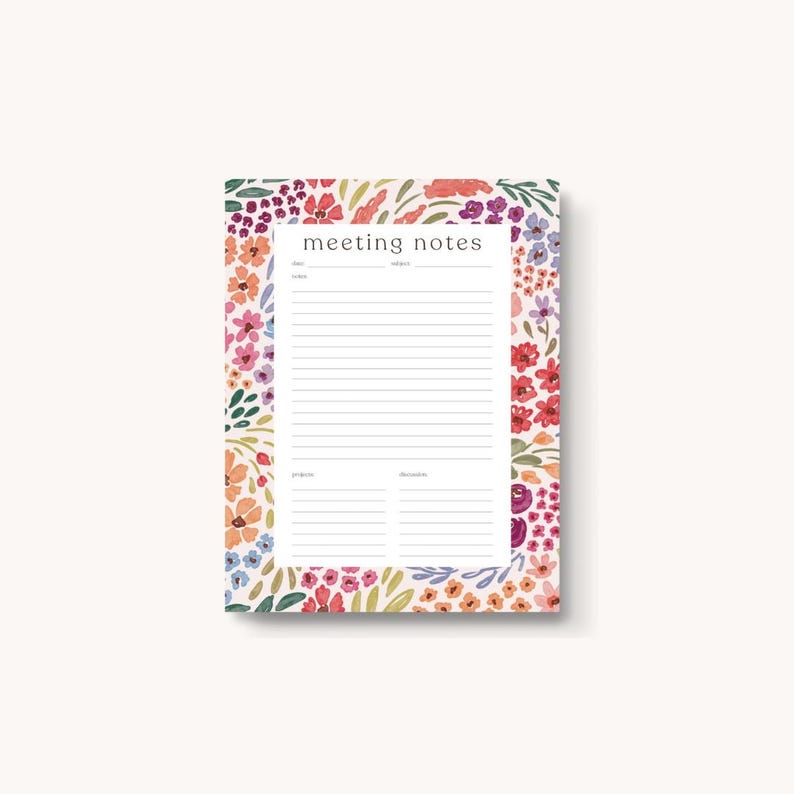 Countryside Blooms Meeting Notes Notepad, 11x8.5" - Etsy