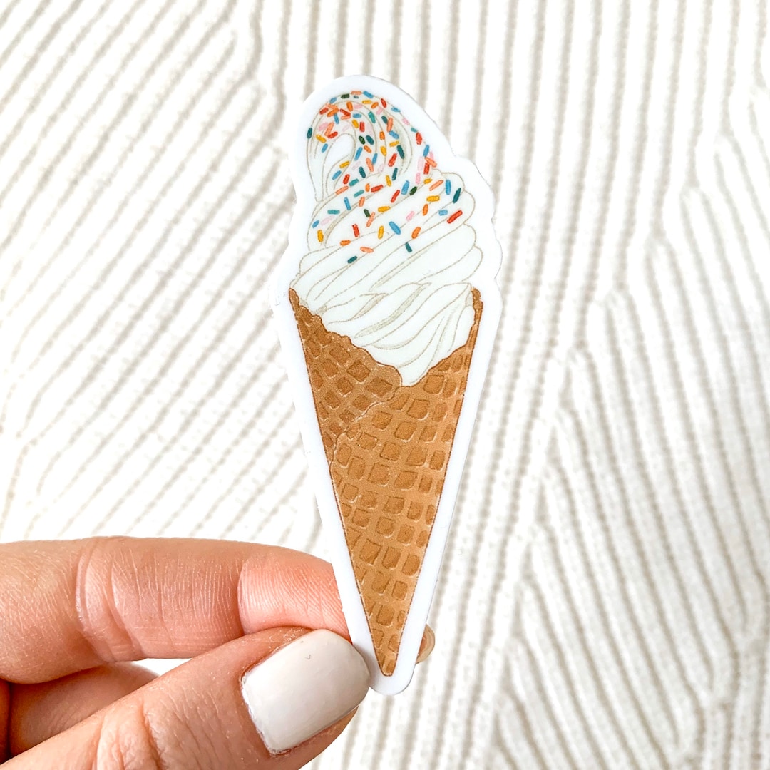 Soft Serve Ice Cream Cone Sticker, 3x1in. - Etsy