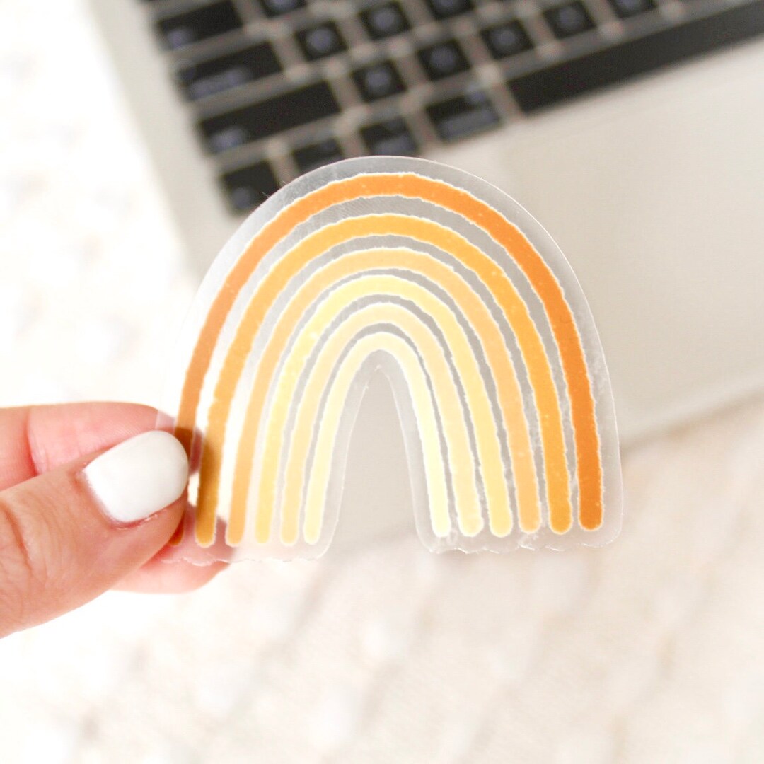 Clear Yellow Rainbow Sticker 2.5x2.5in. - Etsy