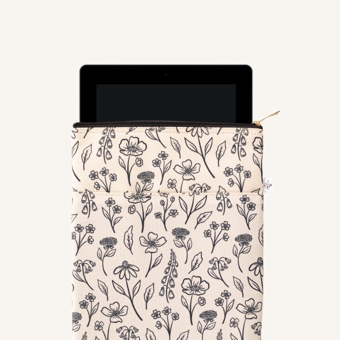 Ivory Pressed Floral Tablet Sleeve - Etsy