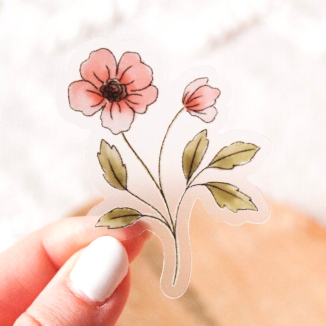 Clear Pink Primrose Sticker 2.5x2.75in. - Etsy