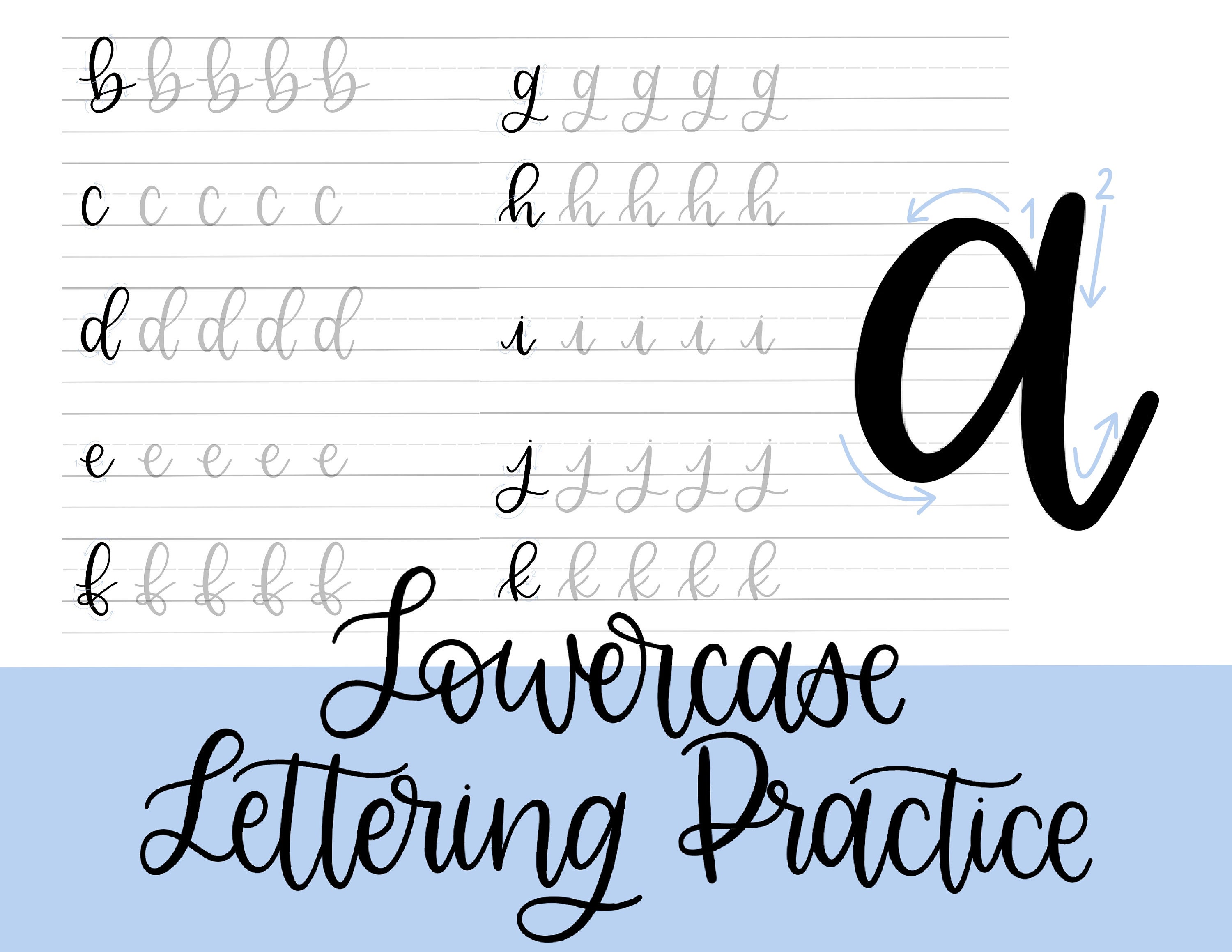 Lowercase Lettering Practice Sheets Printable Modern - Etsy