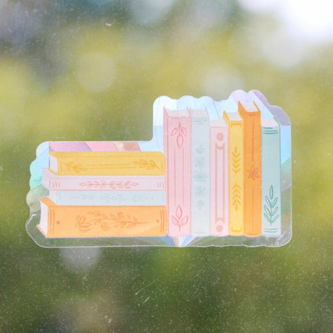 Stack of Books Sun Catcher Window Decal, 5x3 In. - Etsy